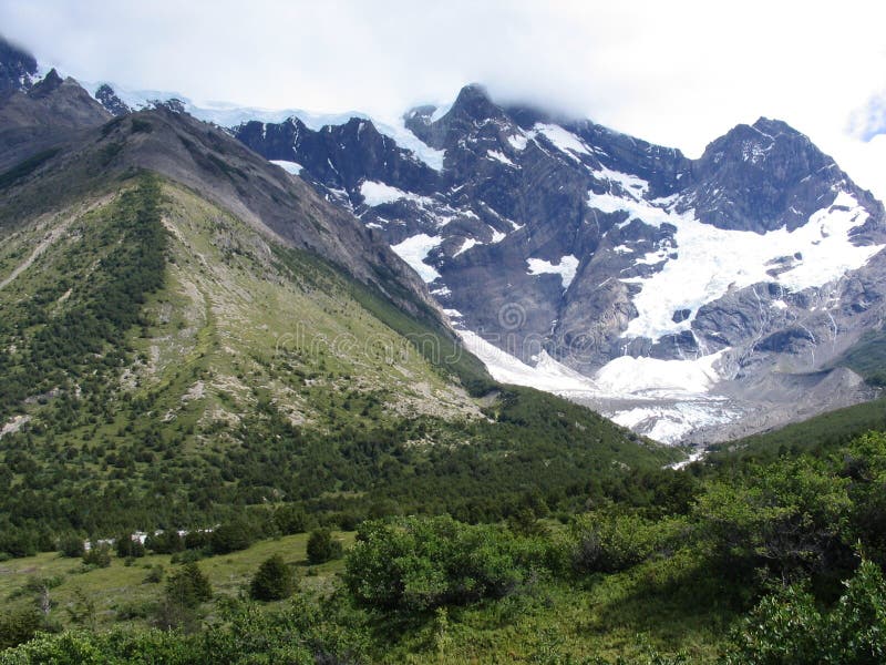 Two Peaks stock image. Image of snow, twin, paine, trees - 16395355