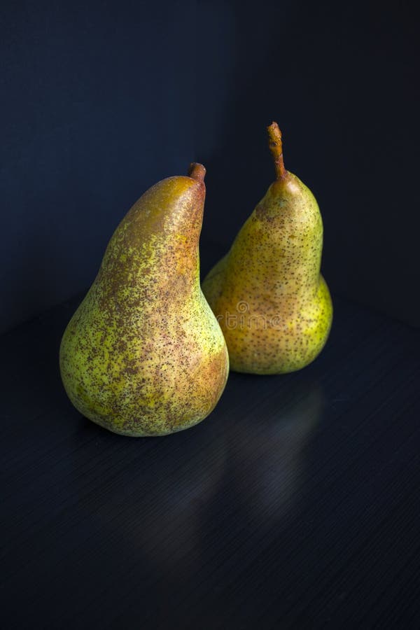 Two Pears on Black Background Stock Image - Image of healthy, fruit ...