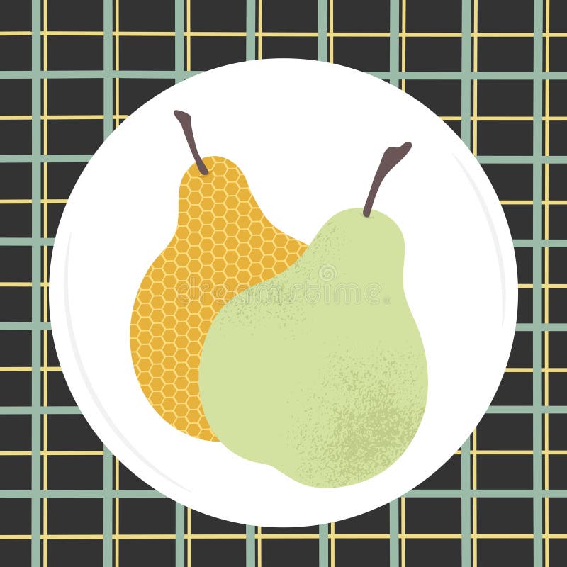 Two Pears on the Plate. Cartoon Fruits Stock Vector - Illustration of ...