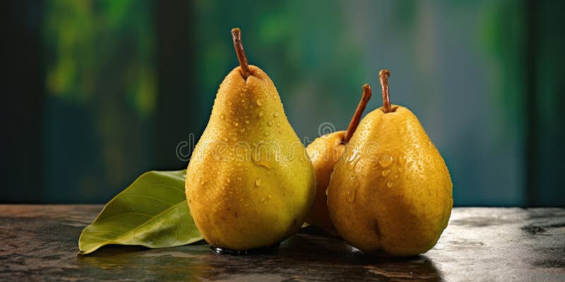 Two Pears Sitting Side by Side on a Table. Perfect for Food and ...