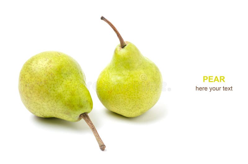 Two Pears on White Background.Fruits, Ripe and Healthy Stock Image ...