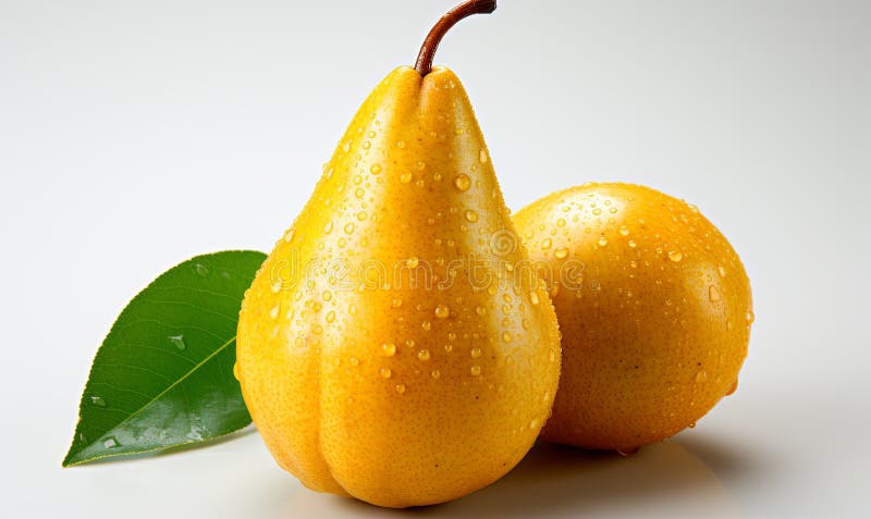 Two Pears on White Table stock photo. Image of delicious - 344745604