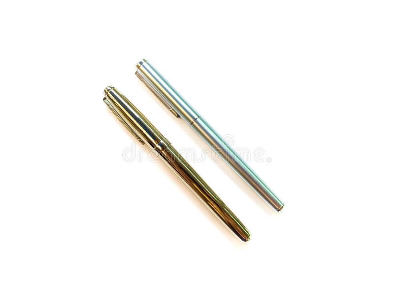 Two Pen, Golden Pen and Silver Pen Stock Photo - Image of accessory ...