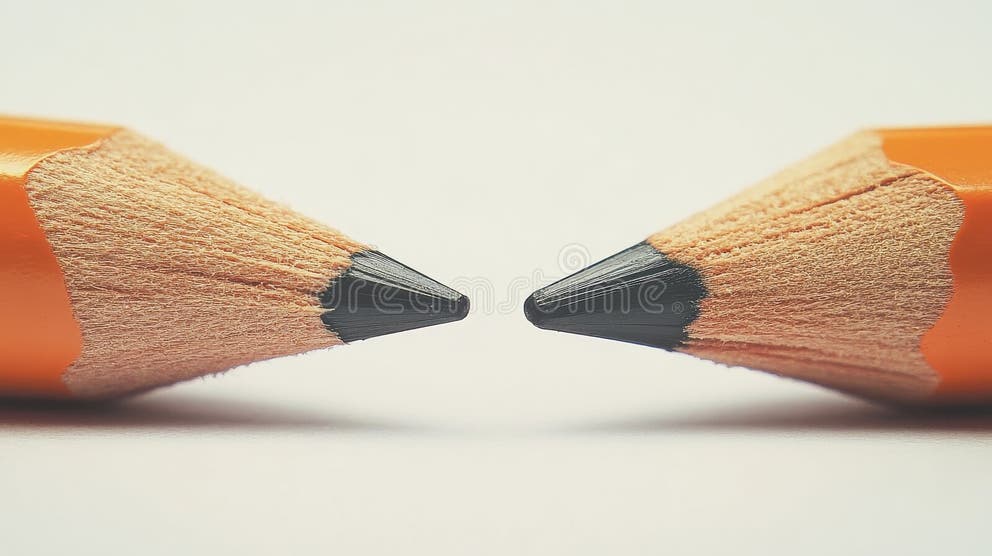 Two Pencils Facing Each Other on White Isolated Background. Stock ...