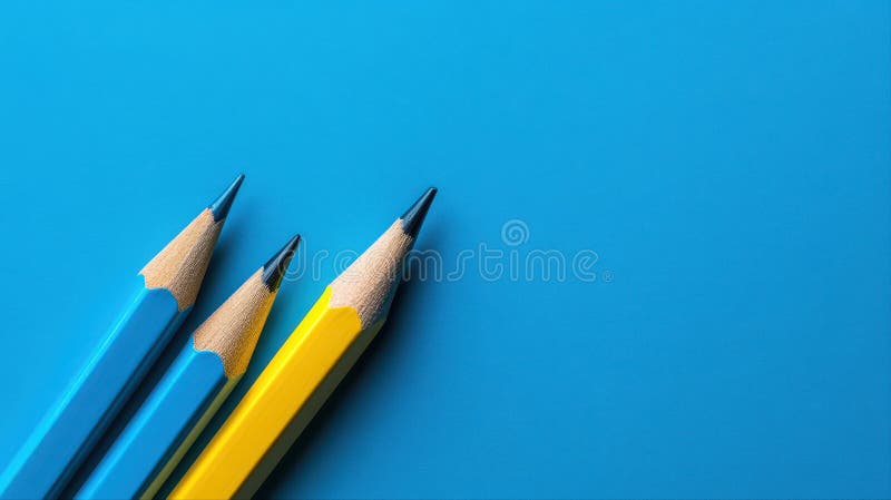 Two Pencils Laid on a Vibrant Blue Background, Symbolizing Creativity ...