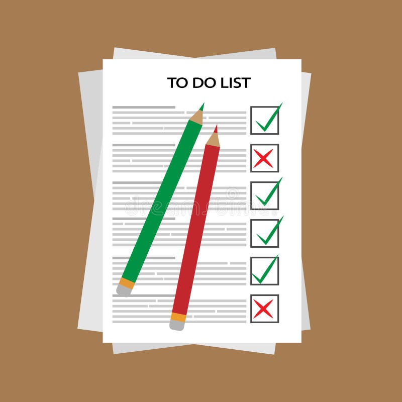 Two Pencils, a To-do List, Abstract Text and Implementation Note Stock ...