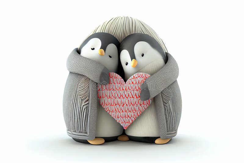 Two Penguin in Love, Postcard for Valentine S Day. Stock Illustration ...