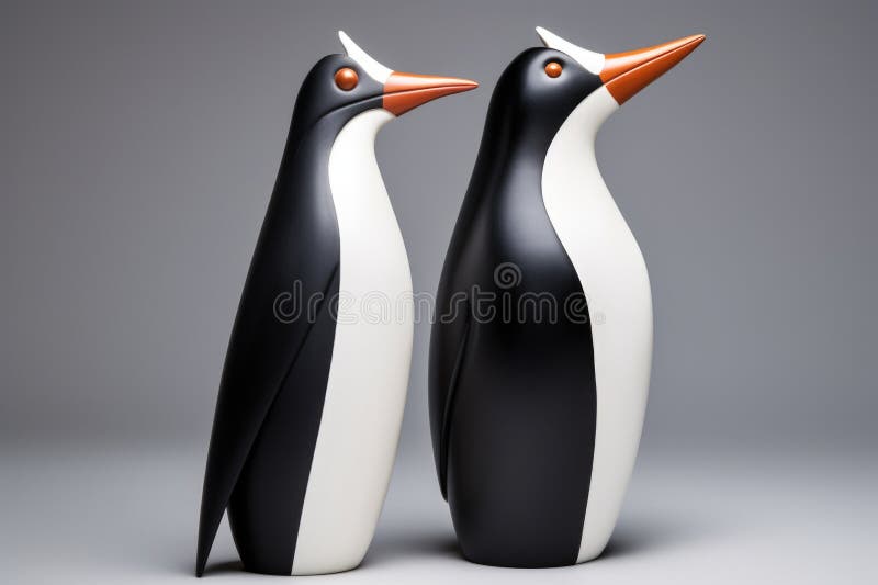 Two Penguin Models Leaning Against Each Other Stock Image - Image of ...