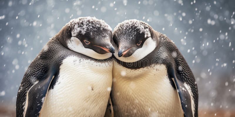 Two Penguins Touching Each Other Stock Illustration - Illustration of ...