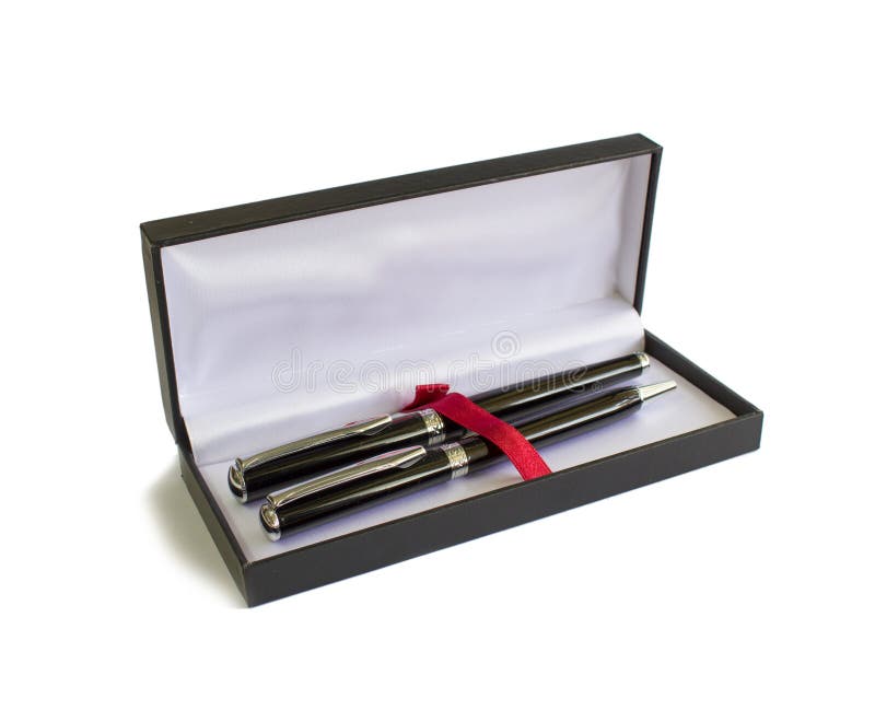 Two pens in a case stock image. Image of white, cutout - 46692265