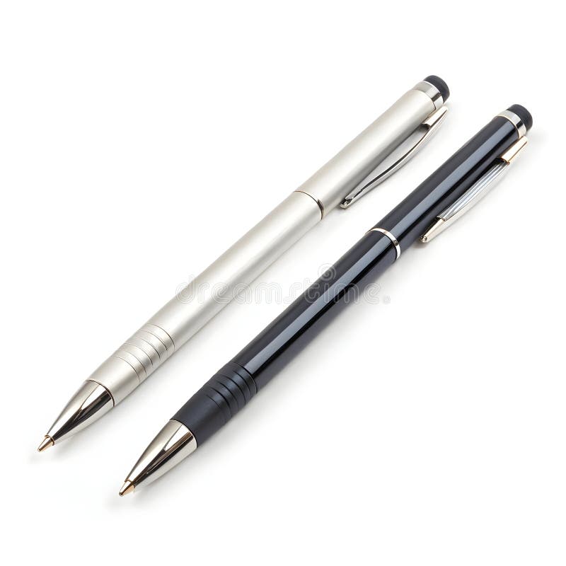 Two pens isolated on white stock illustration. Illustration of white ...