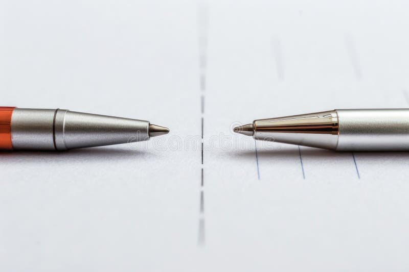 Two Pens Lying on Top of a Blank Sheet of Paper, Ready for Writing or ...