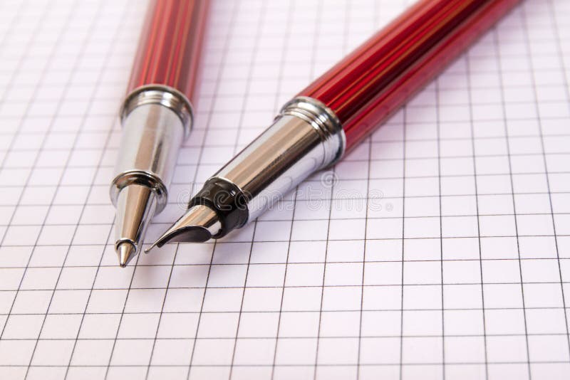Two Pens on a Notebook Close Up Stock Photo - Image of document, open ...
