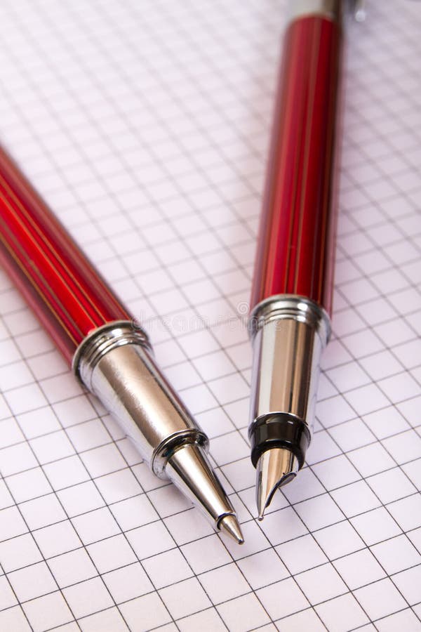 Two Pens on a Notebook Close Up Stock Image - Image of paper, checklist ...