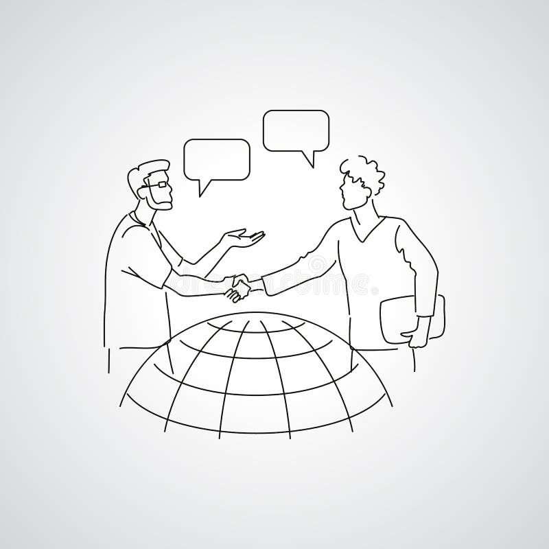 Two People Achieve Communication Over the World Web. Online Business ...