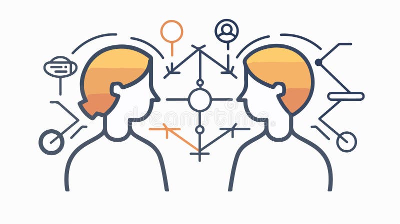 Two People Exchanging Connection with Arrow in Outline Style Stock ...