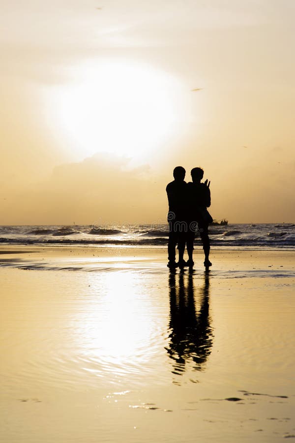 Two People at the Beach in the Morning Stock Image - Image of life ...
