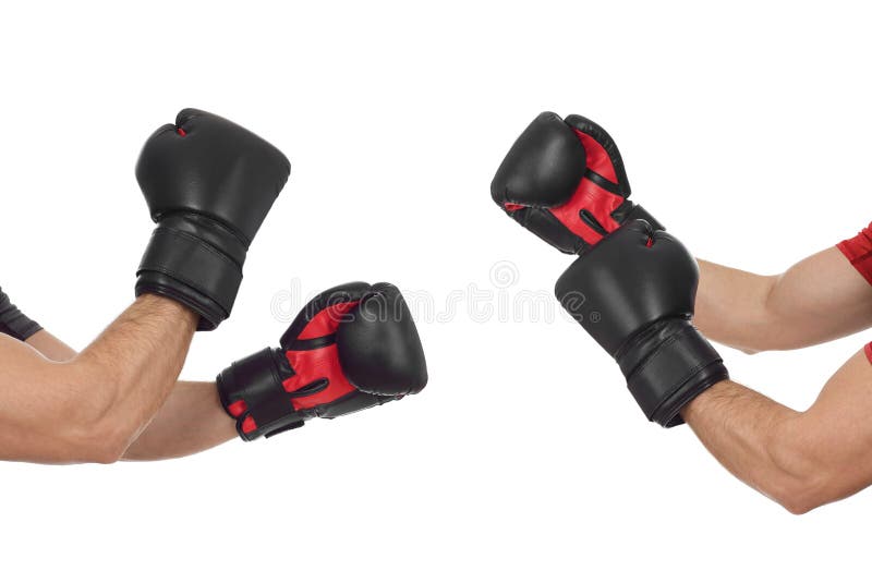 Two People Boxing Each or Isolated on White Stock Photo - Image of ...