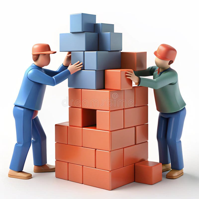 Two People Building Something Isolated on Transparent Background Stock ...