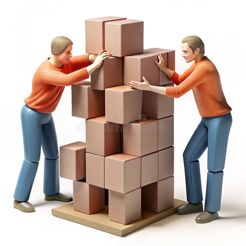 Two People Building Something Isolated on Transparent Background Stock ...