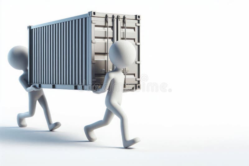 Two People Carry a Metal Container. Space for Text. Stock Photo - Image ...