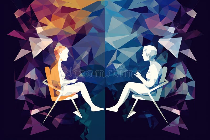Two People in Chairs Talking, Concept of Conversation Dynamics, Created ...