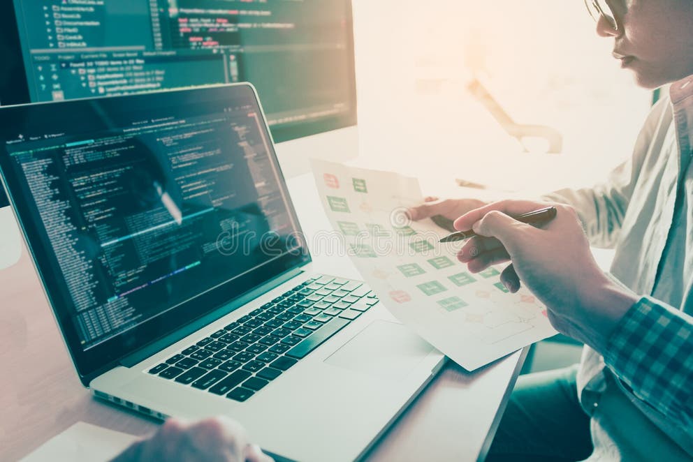 Two People Coding Code Program Programming Developer Computer Web