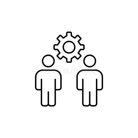 Two People and Cogwheel. Shared Settings, Team Configuration ...