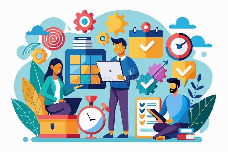 Two People Collaborate on Planning and Organization while Utilizing ...