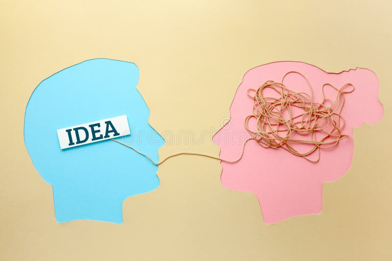 Two People Communicate Face To Face, Man and Woman. Concept Decoding ...