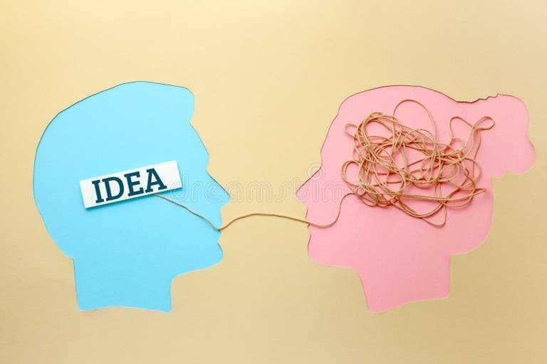 Two People Communicate Face To Face, Man and Woman. Concept Decoding ...