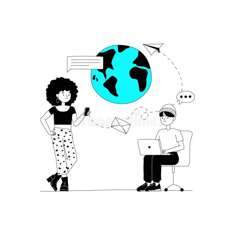 Global Digital Connection with People Communicating through Devices in ...