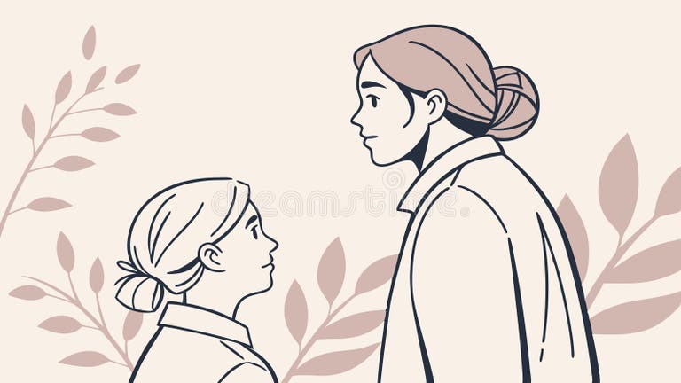 Two People Conversing, Generational Connection Vector Illustration ...