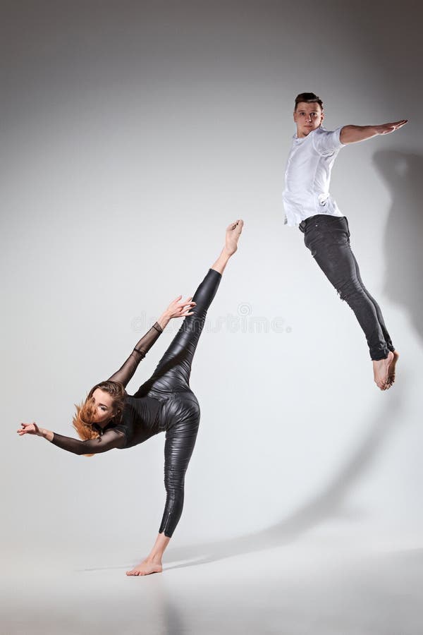 Two People Dancing in Contemporary Stile Stock Image - Image of ...