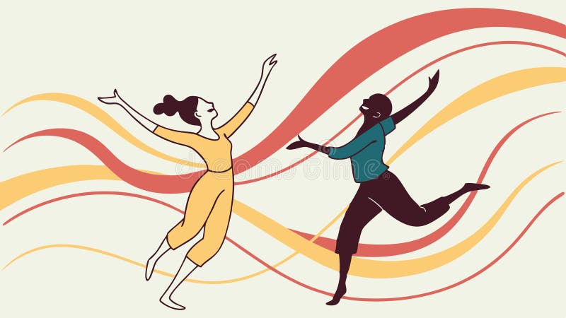 Two People Dancing Joyfully with Abstract Waves, Vector Design Generative AI Stock Vector ...