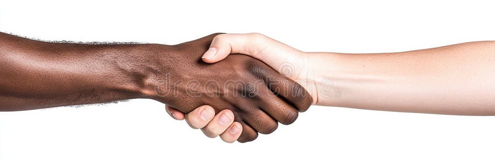Two People of Different Ethnicities Shake Hands, Signifying Unity and ...