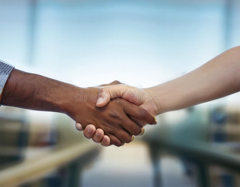 Two People of Different Races Shaking Hands Stock Illustration ...
