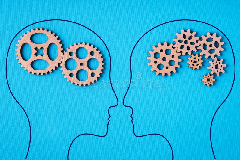 Two People with Different Thinking Stock Image - Image of brain ...