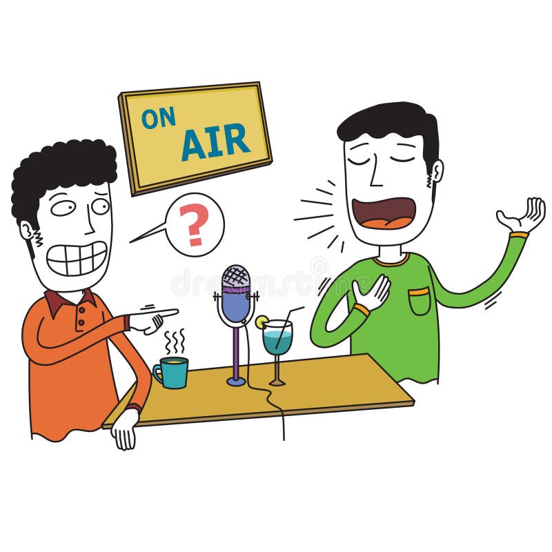 Two People Doing Podcasting in a Studio Stock Vector - Illustration of ...