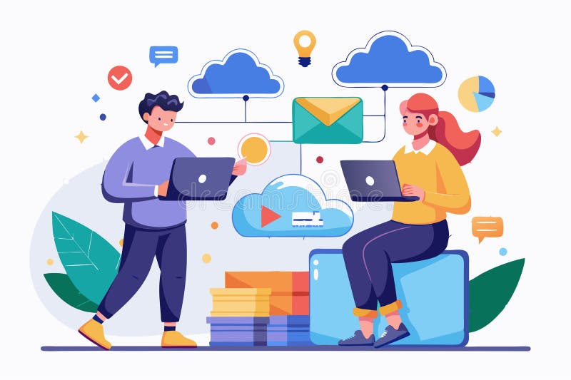 Two People are Engaged in a Collaborative Activity Using Cloud Storage ...
