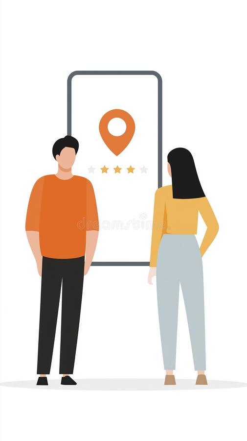 Two Individuals Standing Together, Observing a Smartphone Screen ...