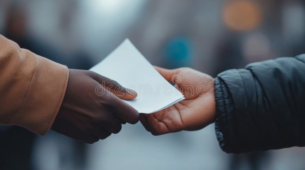 Two People Exchange White Paper Documents Outdoors Stock Illustration ...
