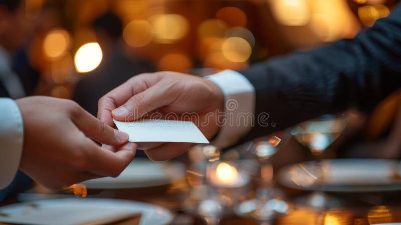 Two People Exchanging a Business Card. Stock Photo - Image of attire ...