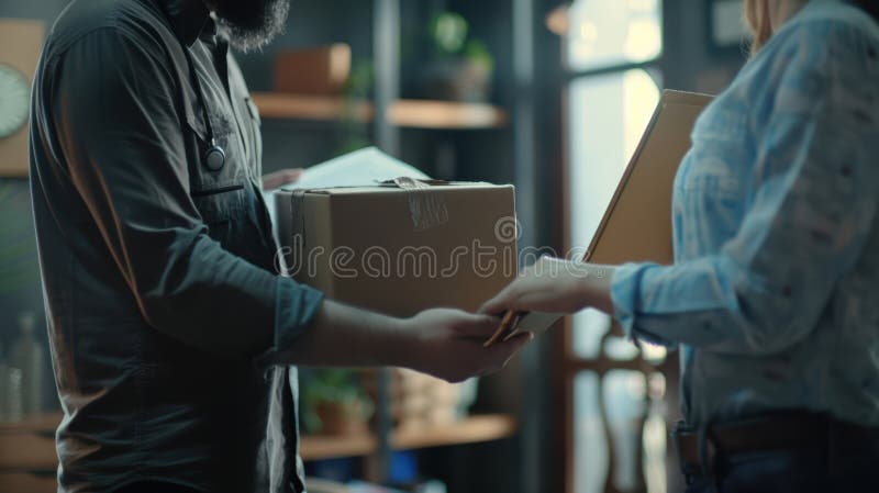 The Package Hand Over. AI Generated Stock Photo - Image of occupation ...