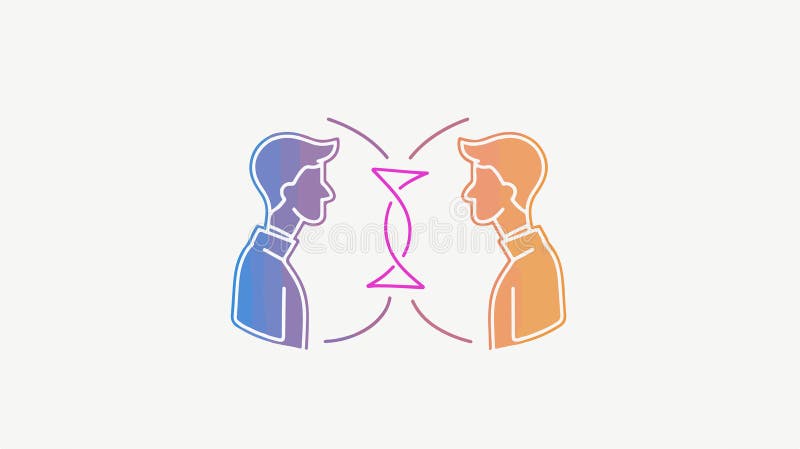 Two People Exchanging Connection with Arrow in Outline Style Stock ...