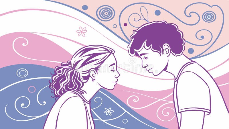 Two People Faces Close Abstract Connection Vector Design Generative AI ...