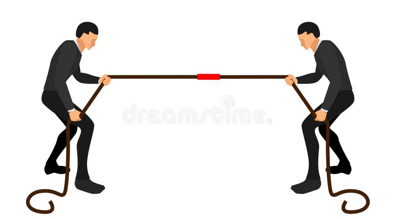 Two People Fighting Each Other To Pull the Rope To Win the Winner. Full ...