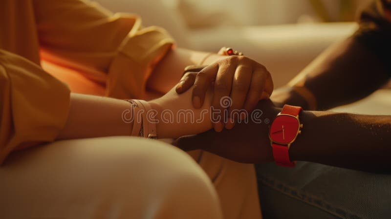 The Comforting Handhold. AI Generated Stock Photo - Image of orange ...