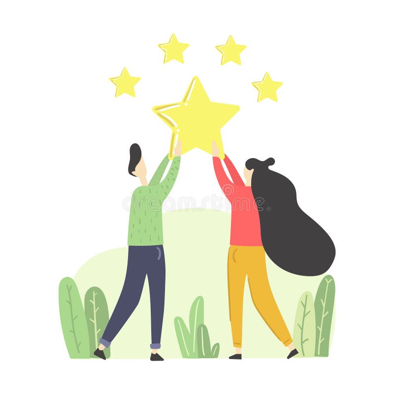 Two People Give Five Star Rating. Positive Feedback, Client, Customer ...