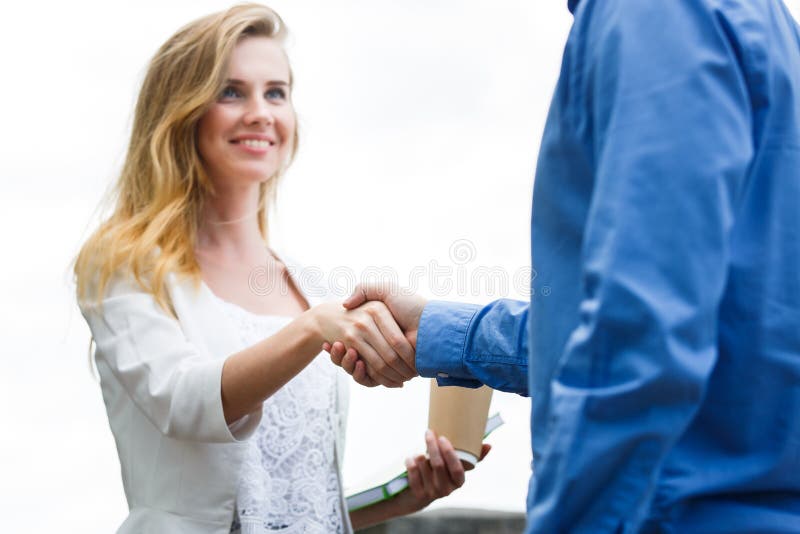 Two People Give Handshake after Agreement. Stock Image - Image of ...